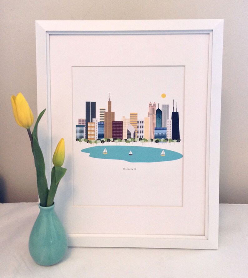 Chicago/ Chicago Wall Art/ Chicago Skyline Poster/ Chicago Home Decor ...
