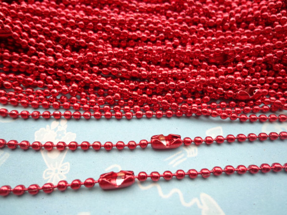 VENTA50 piezas collares de cadena de bola rojo 27 pulgadas, 2,0 mm ...