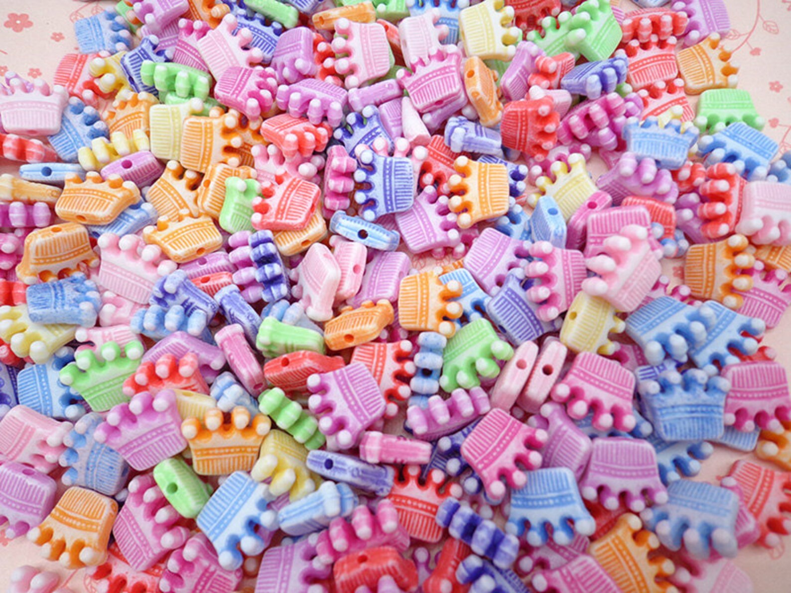 100PCS Mixed Color Tiny Plastic Crown Shape Beads With Hole - Etsy