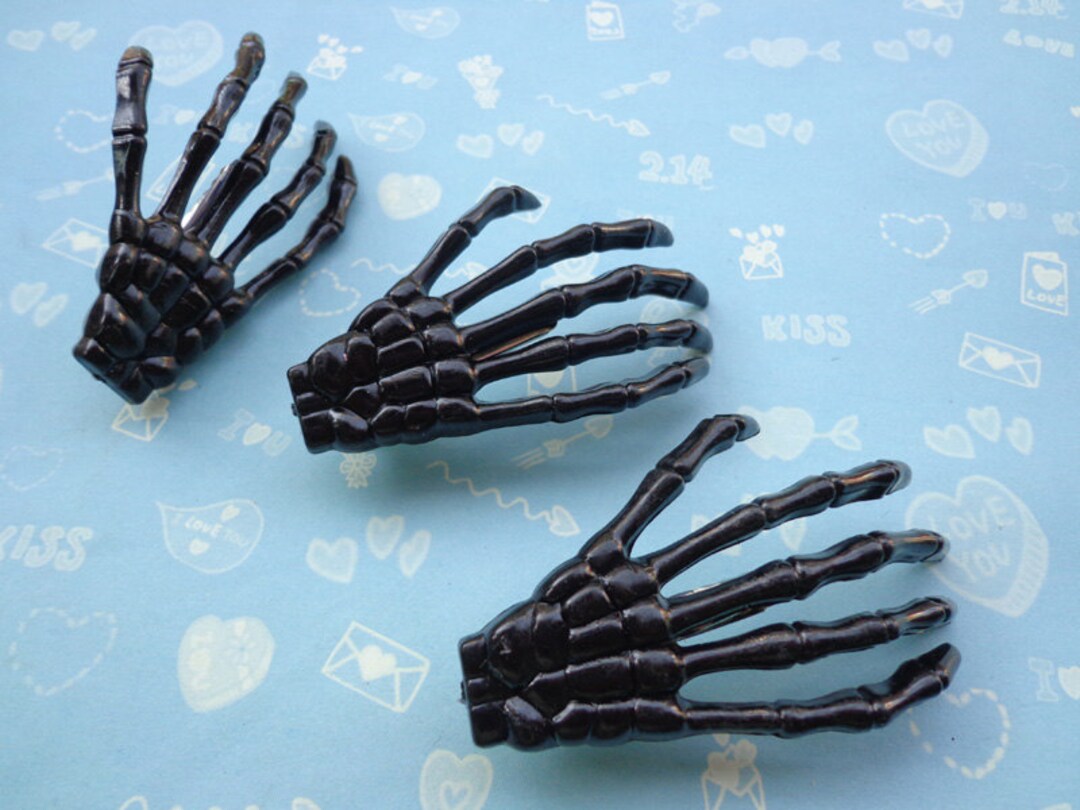 SALE--50 Black Skeleton Hand Hair Clips - Etsy