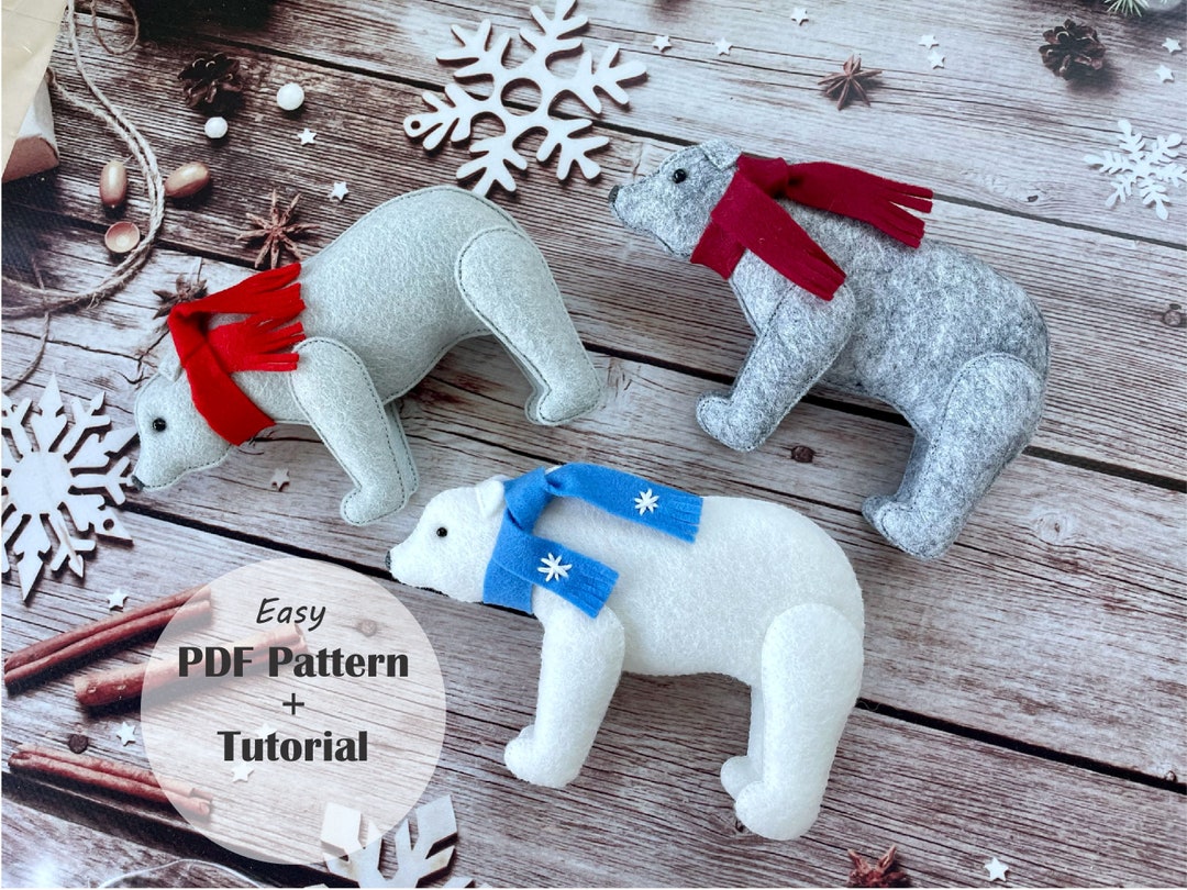 Christmas Bear PDF Pattern Felt Bear Sewing Tutorial - Etsy