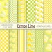 Lemon Digital Paper: LEMON LIME Lemon lime yellow | Etsy