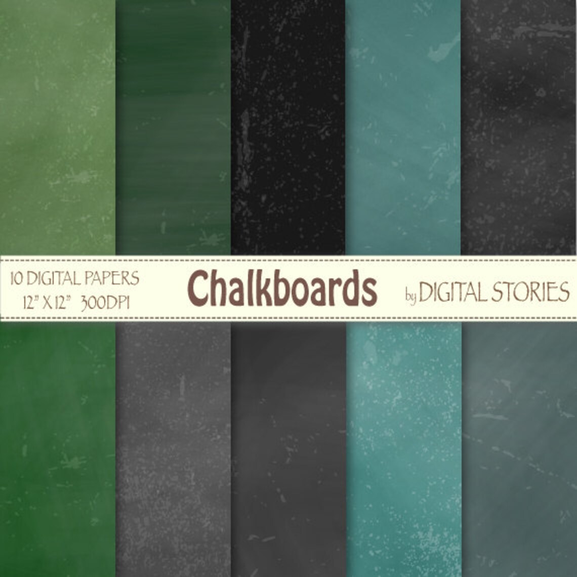 Chalkboards Digital Paper:chalkboards Chalkboard Backgrounds in Green ...