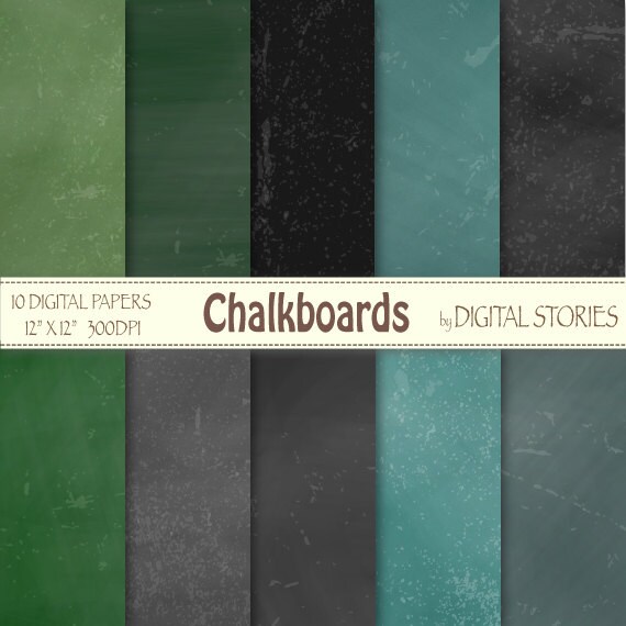 Chalkboards Digital Paper:chalkboards Chalkboard Backgrounds in Green ...