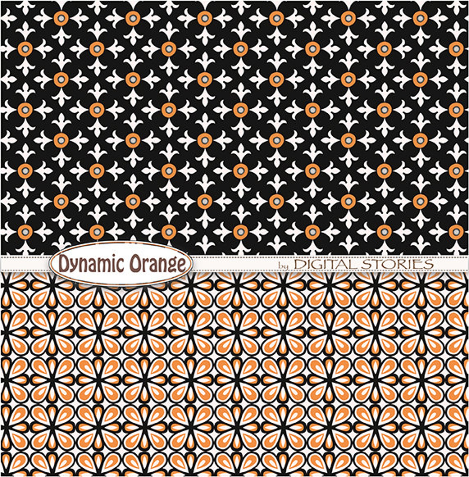 Orange Black Gray Retro Digital Paper Pack Dynamic Orange - Etsy
