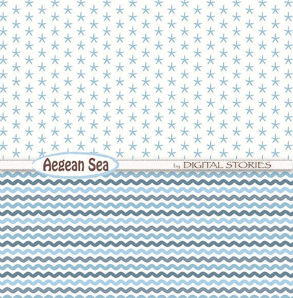 Nautical Digital Paper: aegean Sea Blue White - Etsy