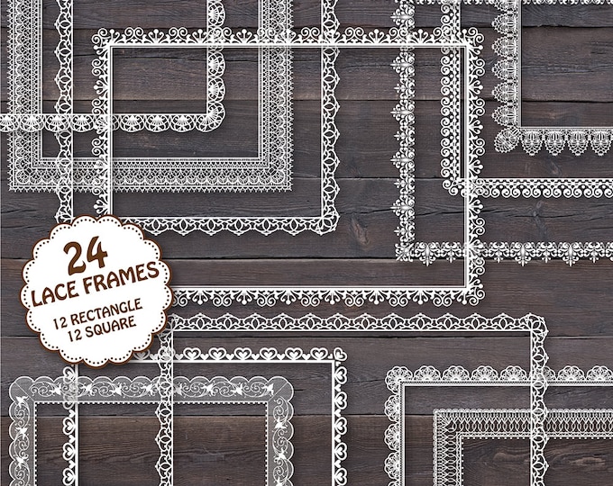 24 Lace Frames Clipart: lace FRAMES 1 Digital Lace Frames Clipart ...