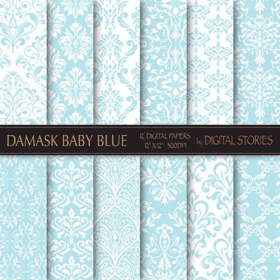 Damask Digital Paper: damask BABY Blue Digital - Etsy