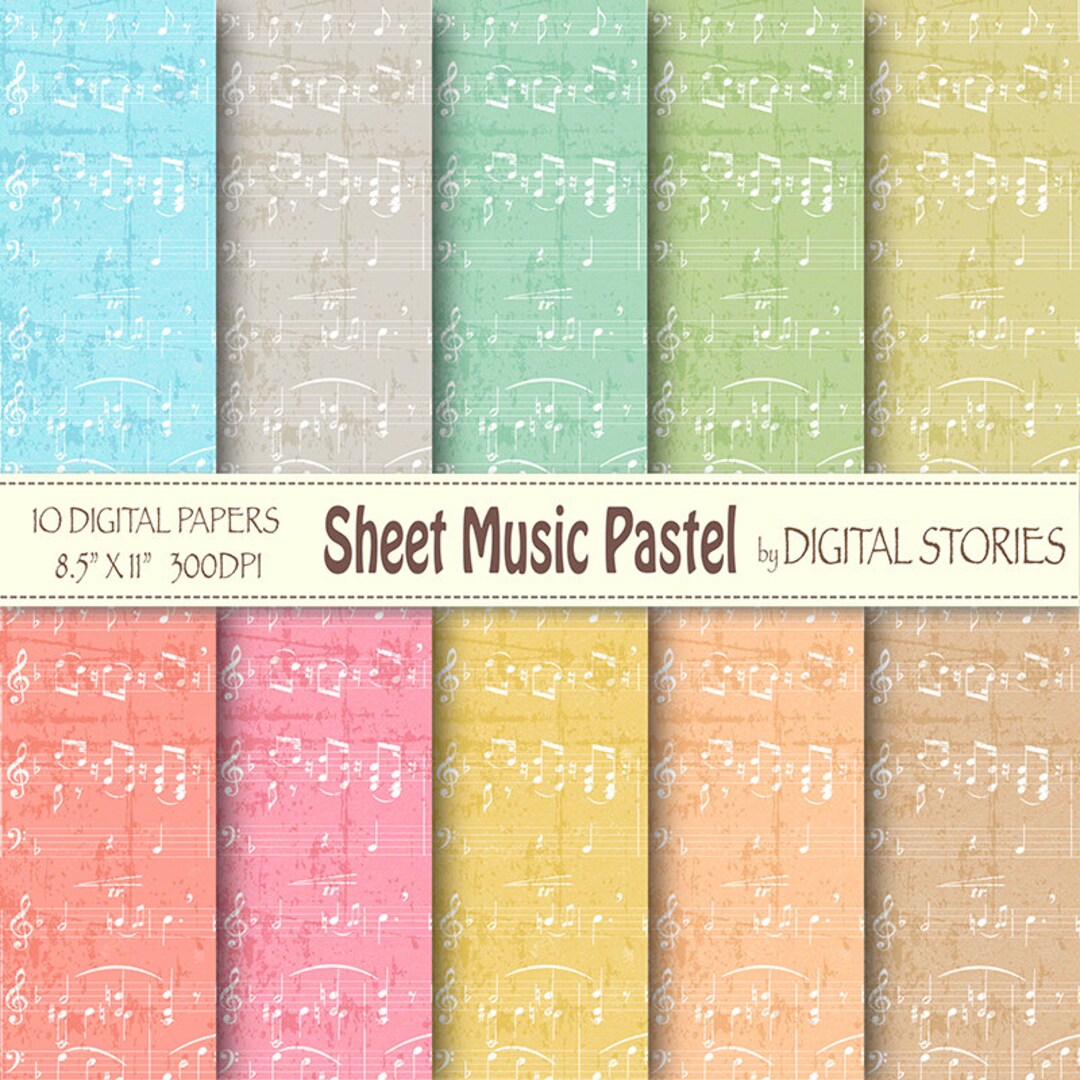 Music Digital Paper: sheet MUSIC Pastel Music Digital Papers in Pastel ...