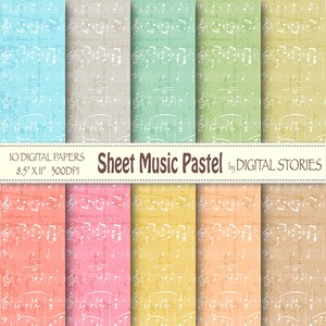 Music Digital Paper: sheet MUSIC Pastel Music Digital Papers in Pastel ...