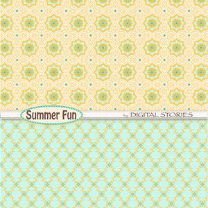 Summer Digital Paper: summer Fun Yellow, Teal, Blue, Retro, Digital ...