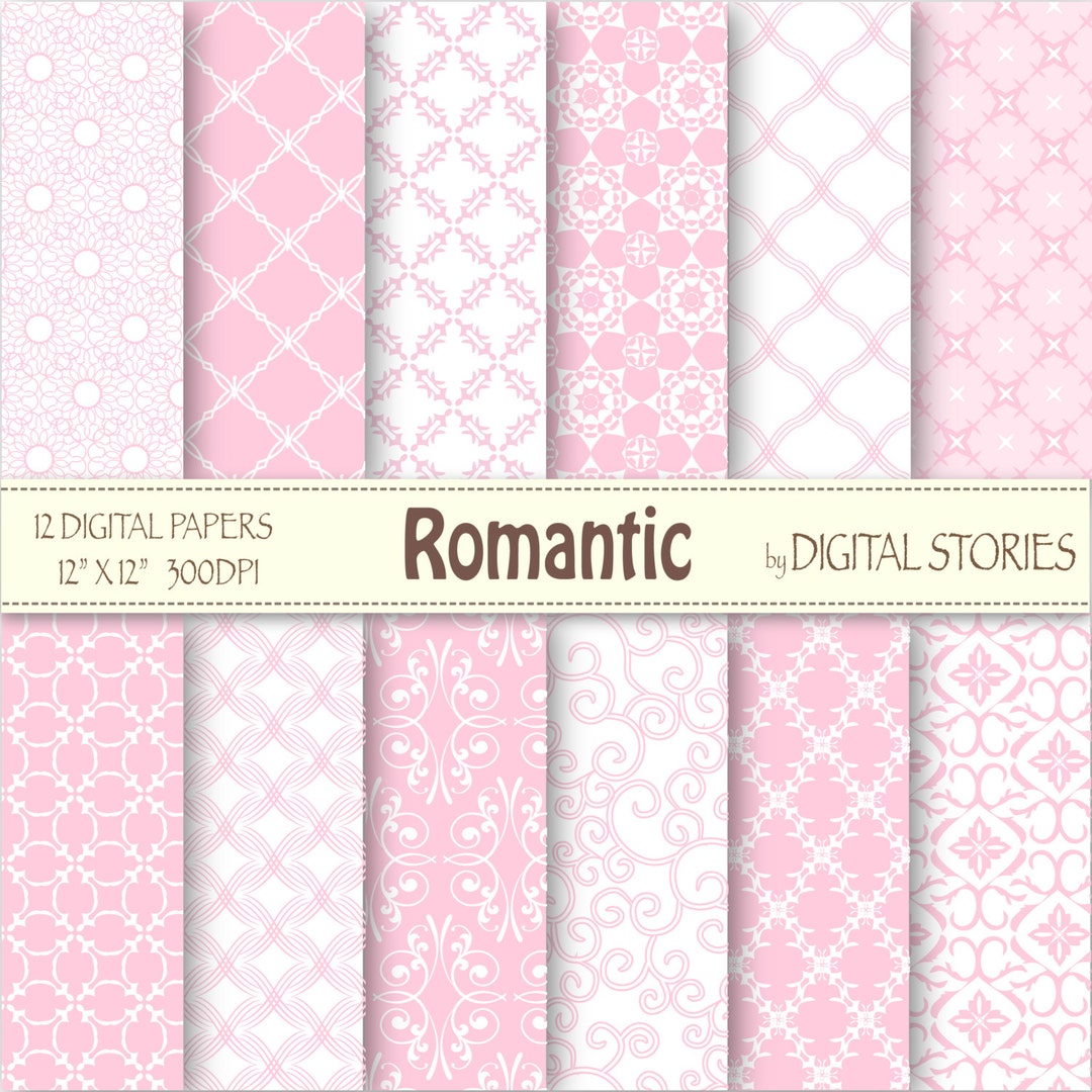 Baby Girl Digital Paper: romantic Pink White Lace Flower Digital ...