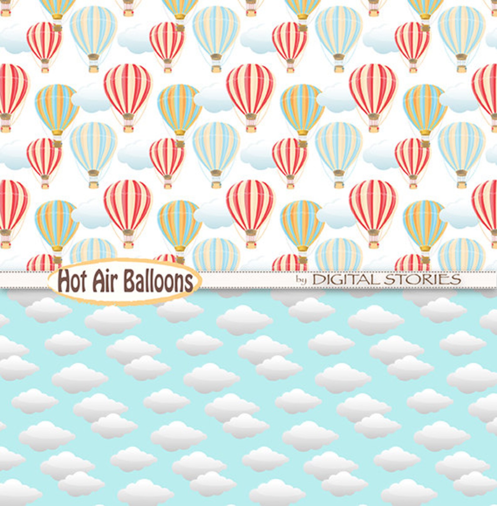 Hot Air Balloons Digital Paper : hot AIR Balloons for Scrapbooking ...