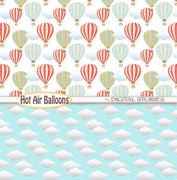 Hot Air Balloons Digital Paper : hot AIR Balloons for Scrapbooking ...