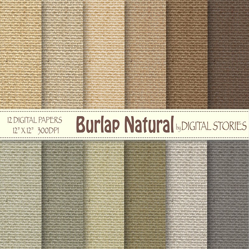 Burlap Digital Paper: burlap Natural Burlap, Linen, Jute Textured Paper ...