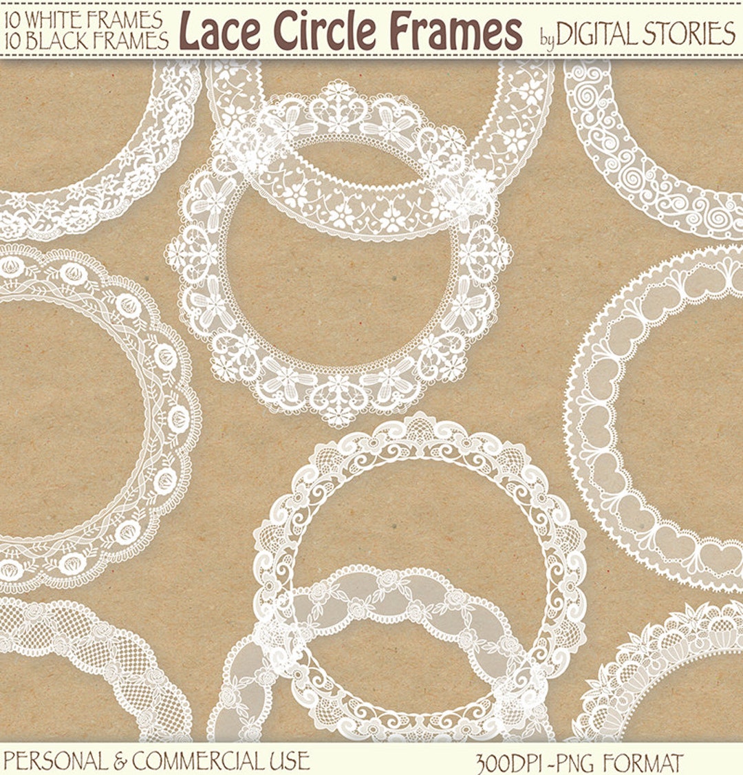 20 Lace Frames Clipart: lace CIRCLE Frames Digital Lace Frames Clipart ...