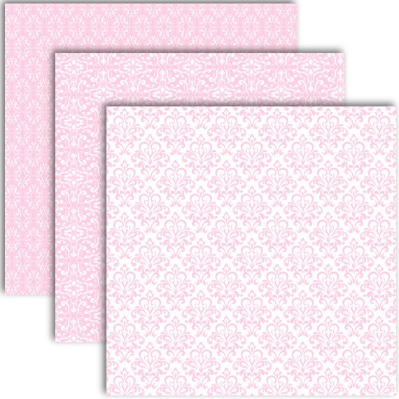 Damask Digital Paper: damask BABY Pink Digital Paper With Vintage ...