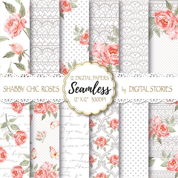 Shabby Chic Digital Paper shabby LACE White Floral Seamless, Tileable ...