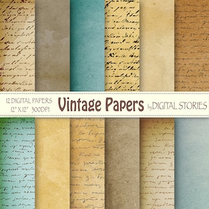 Old Paper Digital Paper Pack: vintage Papers Textured Handwritting ...