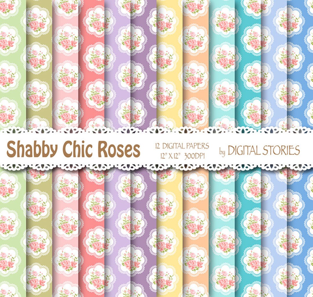 Shabby Chic Digital Paper: shabby LACE Rose Floral - Etsy