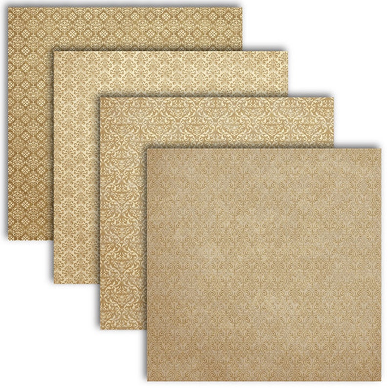 Vintage Digital Paper: vintage Brown Damask Gold Beige Digital Paper ...