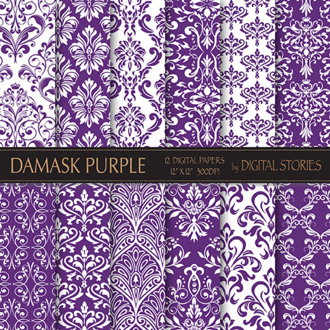 Damask Digital Paper: damask Purple Scrapbook - Etsy