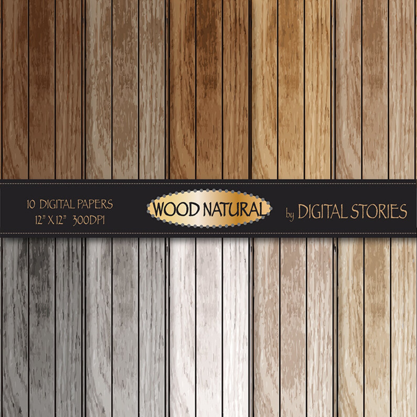 Wood Digital Paper: wood Natural Distressed Wood in Brown, Gray, White ...