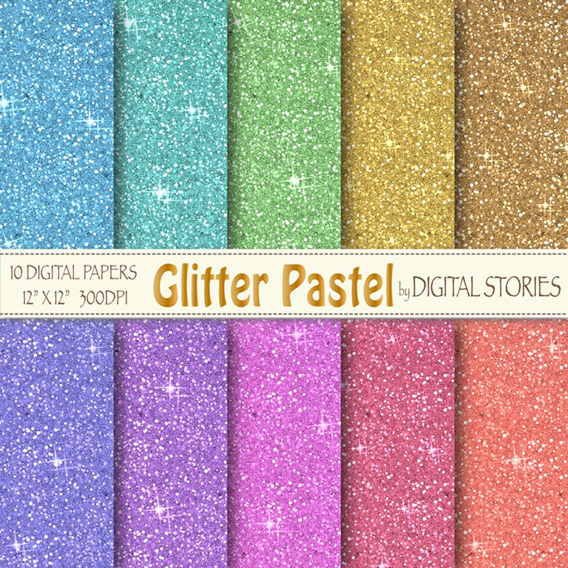 Glitter Digital Paper: glitter Pastel Scrapbook Papers in Pastel ...