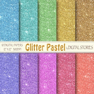 Glitter Digital Paper: glitter Pastel Scrapbook Papers in Pastel ...