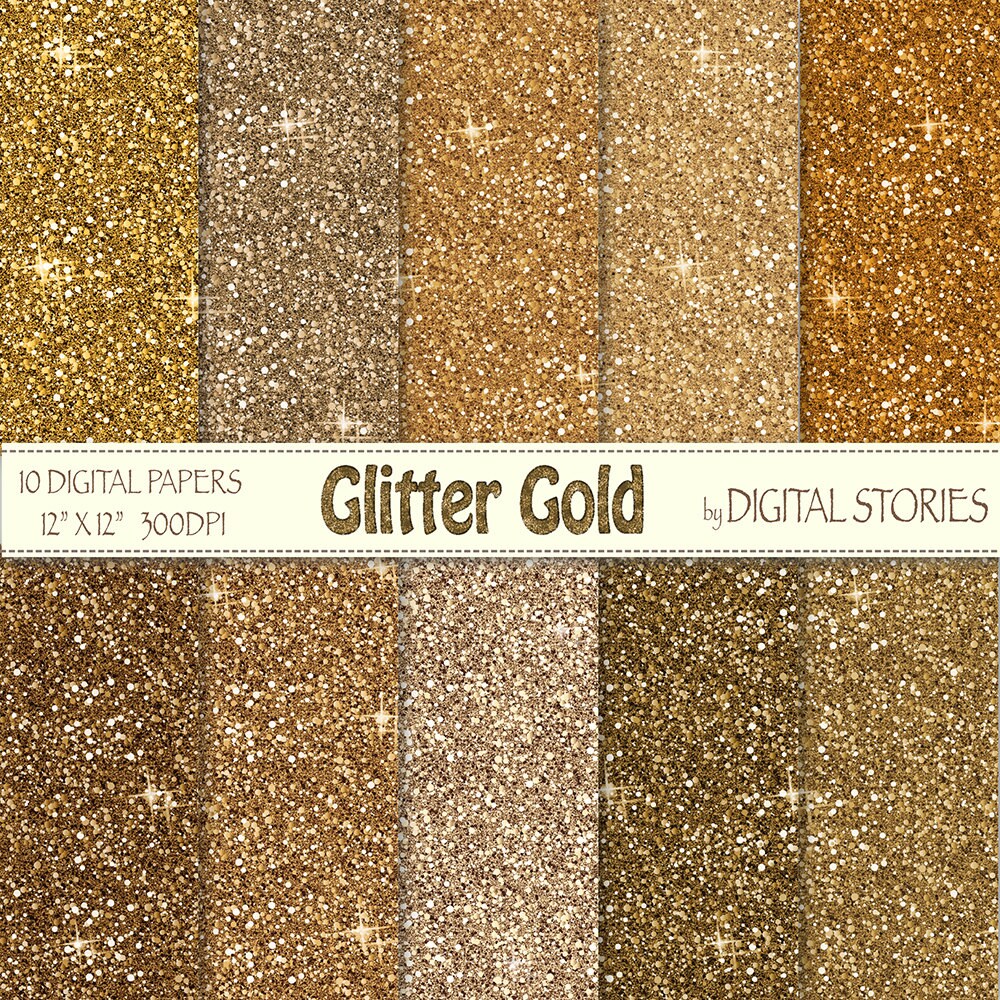 Glitter Digital Paper: glitter Gold Scrapbook - Etsy