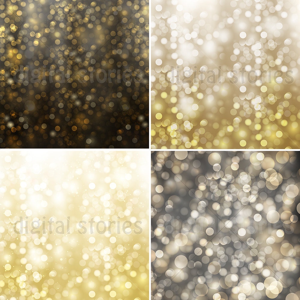 Bokeh Digital Paper: bokeh GOLD Silver Scrapbook Papers, Gold Silver ...