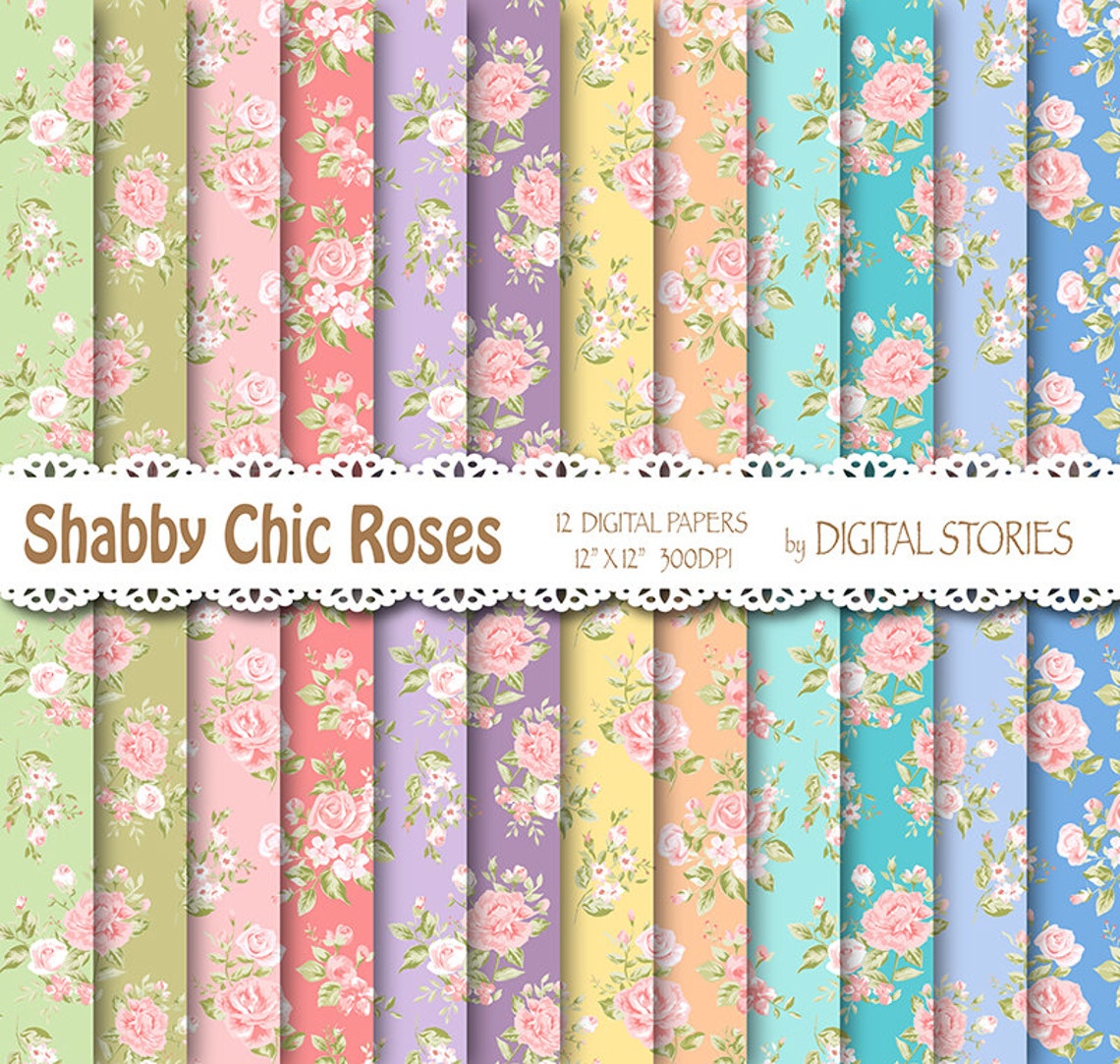 Shabby Chic Digital Paper: shabby CHIC Garden Floral Pastels Digital ...
