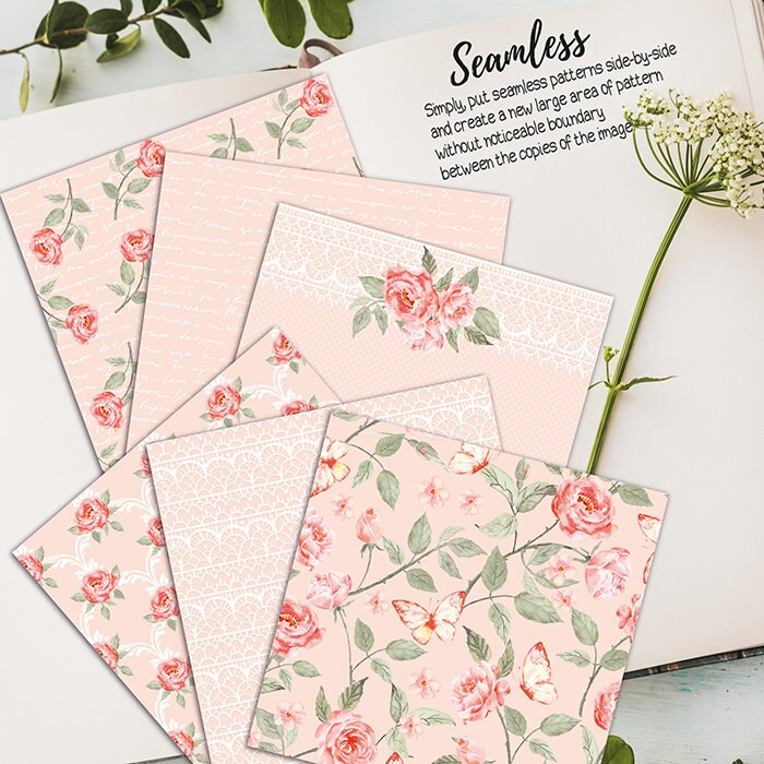 Shabby Chic Digital Paper:shabby LACE Peach Floral - Etsy