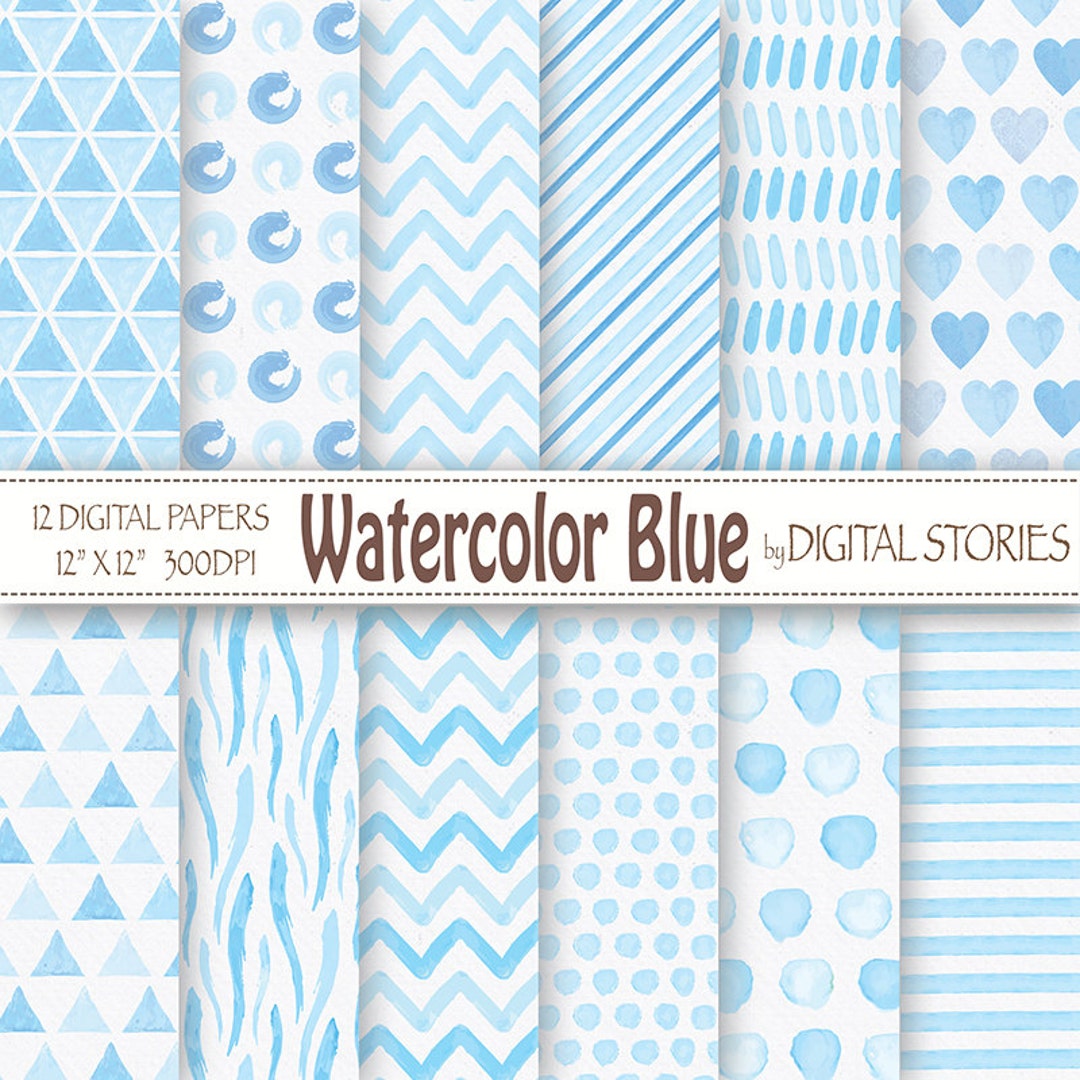 Watercolor Digital Paper: watercolor Blue Blue - Etsy