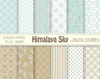 Baby Girl Digital Paper: LOVELY BIRDS Pink Beige