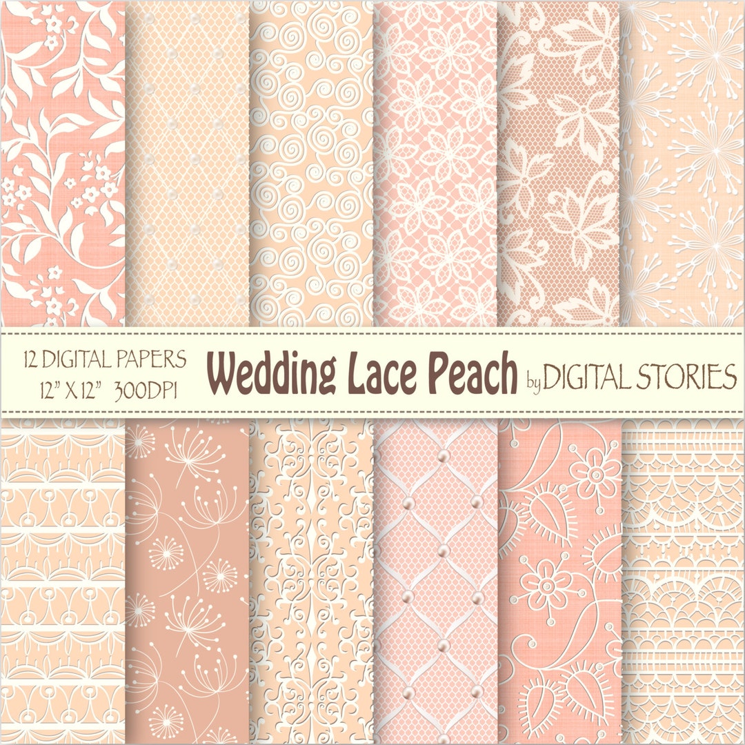 Wedding Lace Digital Paper: wedding LACE Peach With Peach Wedding ...