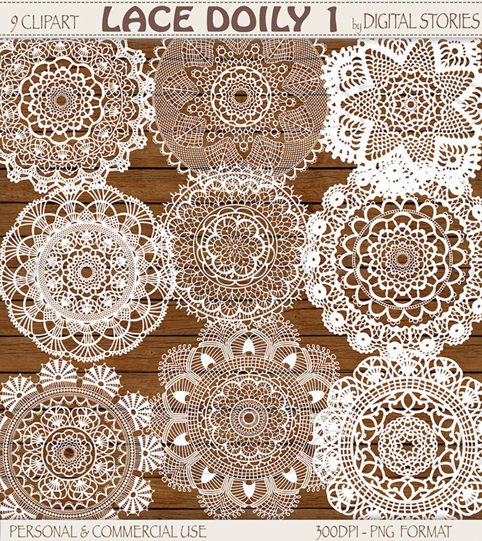 Lace Doily Clipart: lace DOILY 1 Digital Clipart White Lace Vintage ...