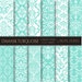 Damask Digital Paper: damask Turquoise Scrapbook Paper With Vintage ...