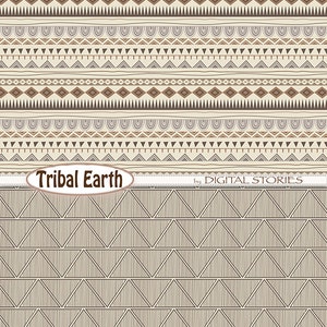Tribal Digital Paper: tribal Earth With Tribal Patterns, in Brown ...