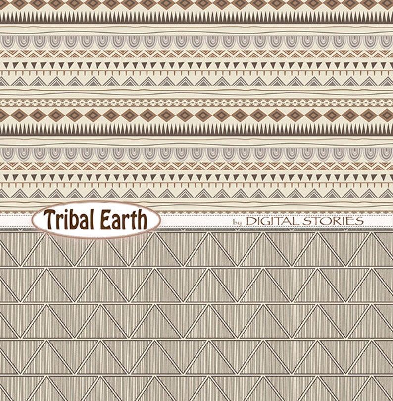 Tribal Digital Paper: tribal Earth With Tribal Patterns, in Brown ...