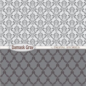 Damask Digital Paper: damask Gray Digital Paper - Etsy