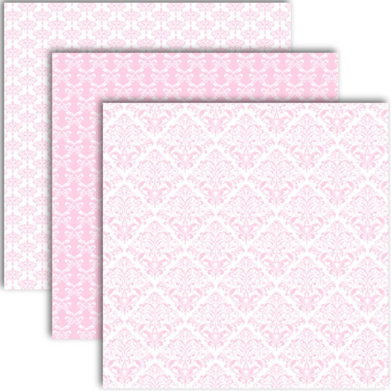 Damask Digital Paper: damask BABY Pink Digital Paper With Vintage ...