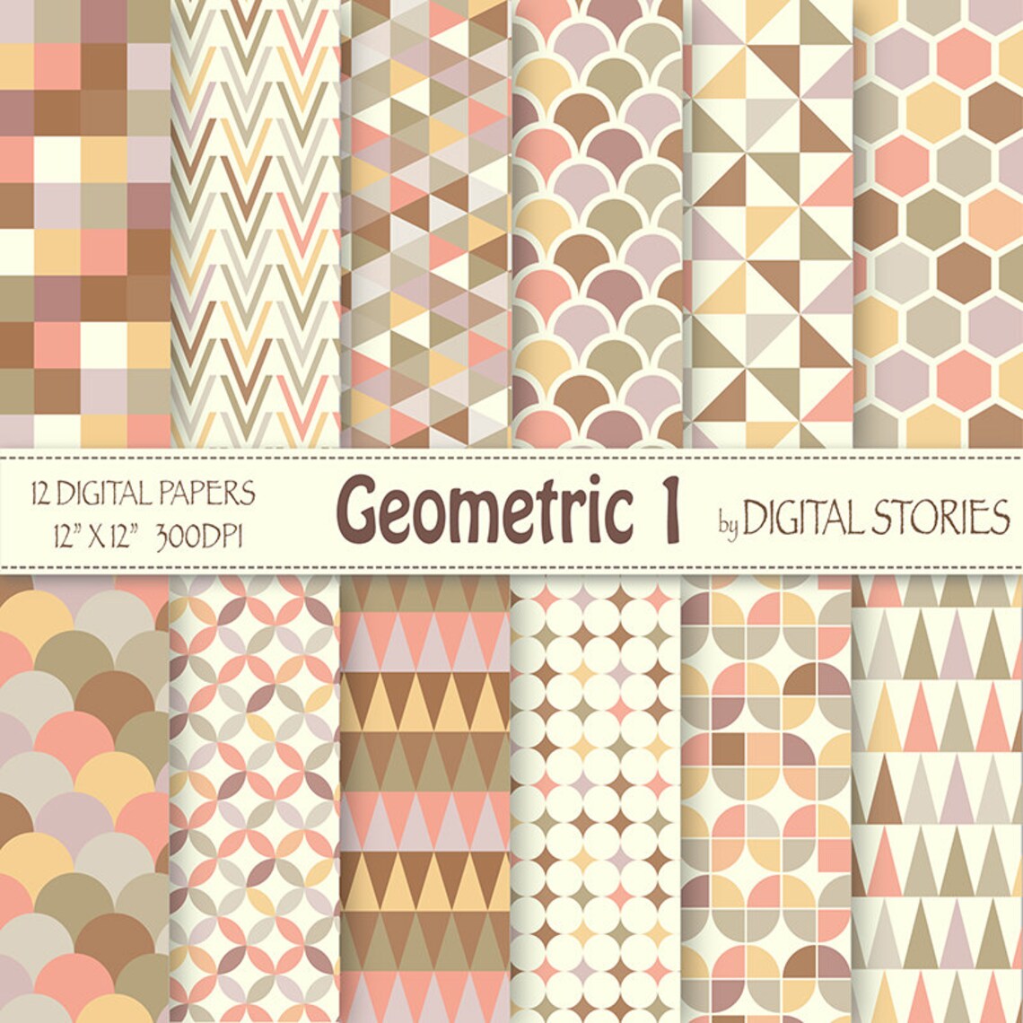 Geometric Digital Paper: geometric 1 Pastel - Etsy