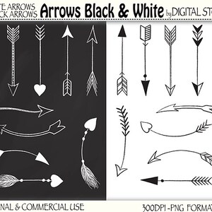 40 Arrows Clipart: arrows BLACK & White Hand Drawn Arrows, Tribal ...