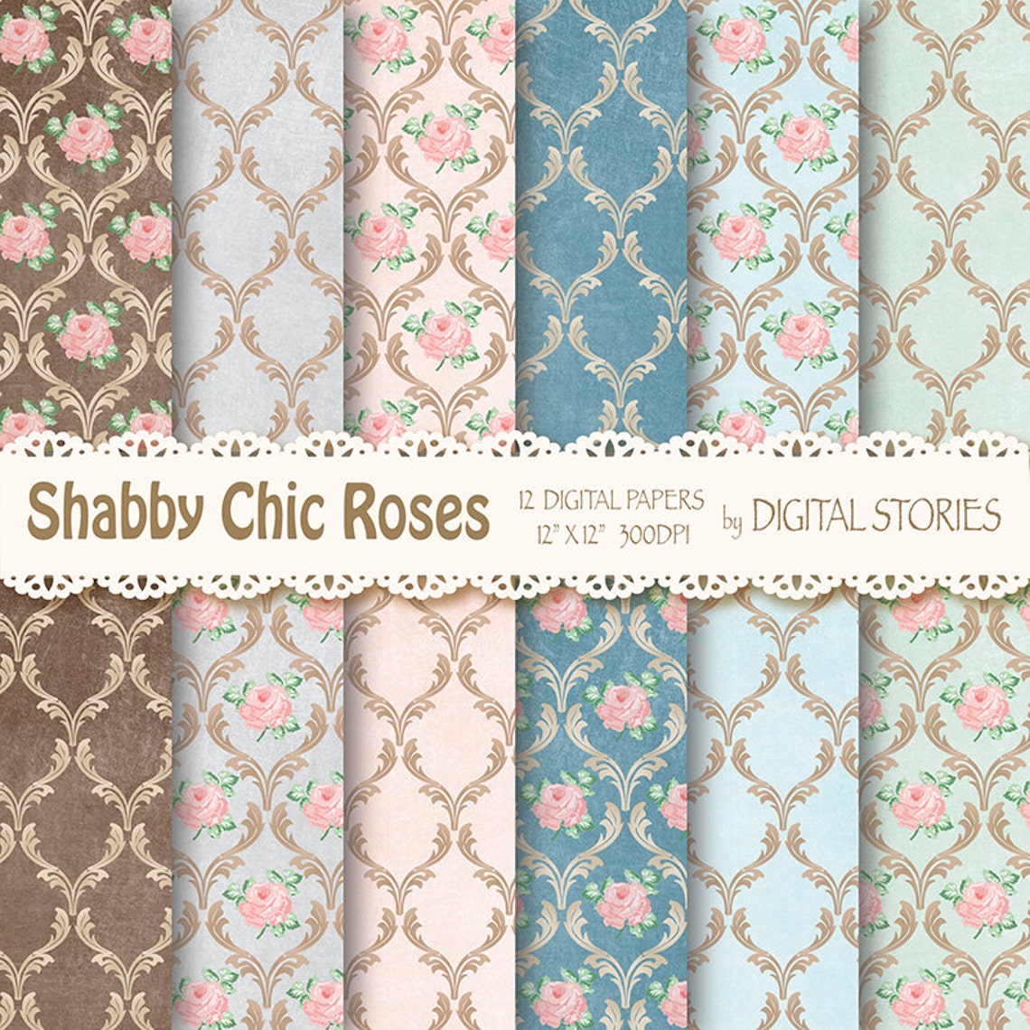 Shabby Chic Digital Paper: SHABBY CHIC Heaven Vintage Scrapbooking Set ...