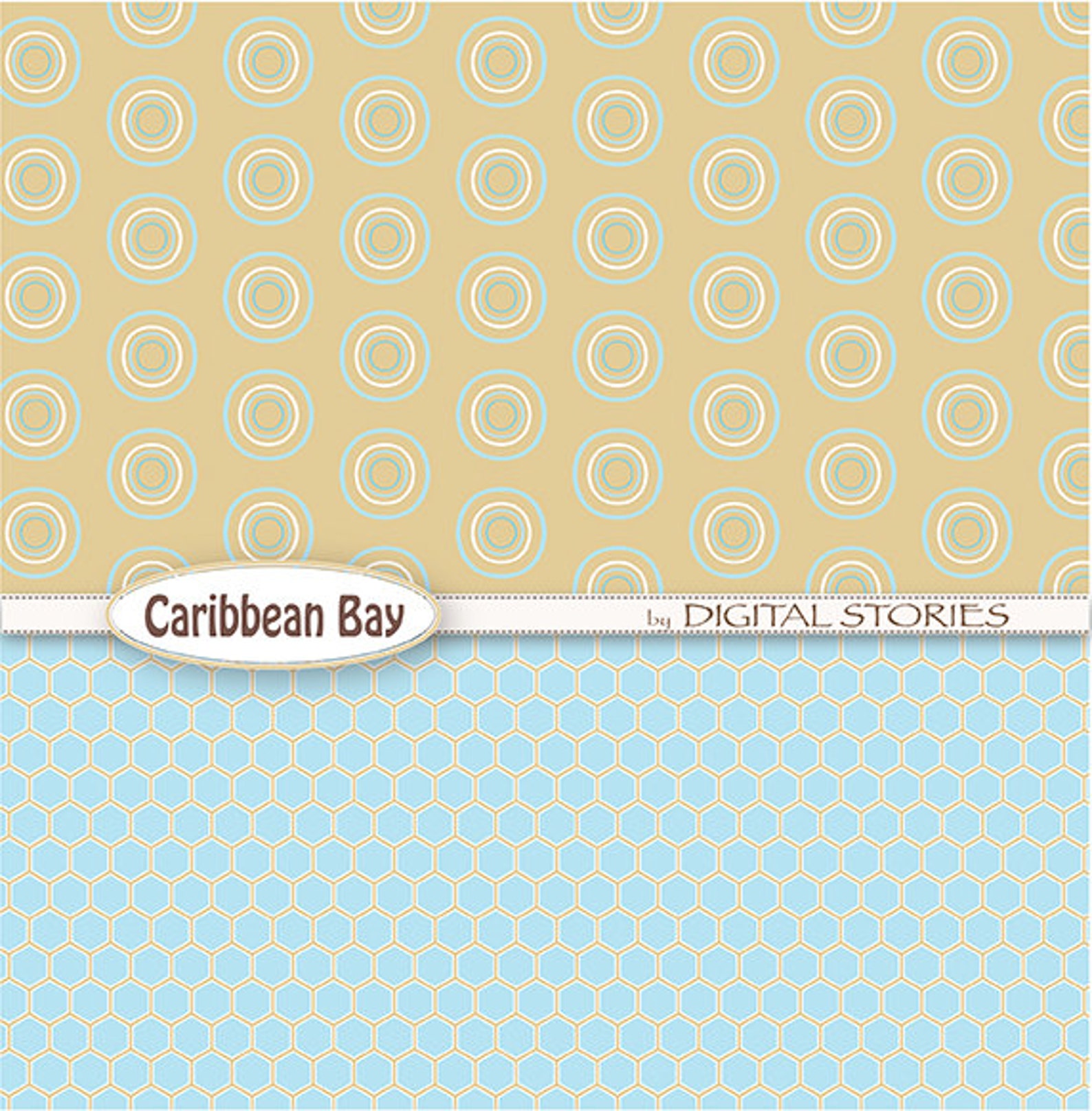 Blue Beige Digital Paper Pack-dots Chevron Stripes Diagonal caribbean ...