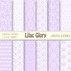Damask Lace Digital Paper: lilac Glory Scrapbook Paper With Vintage ...