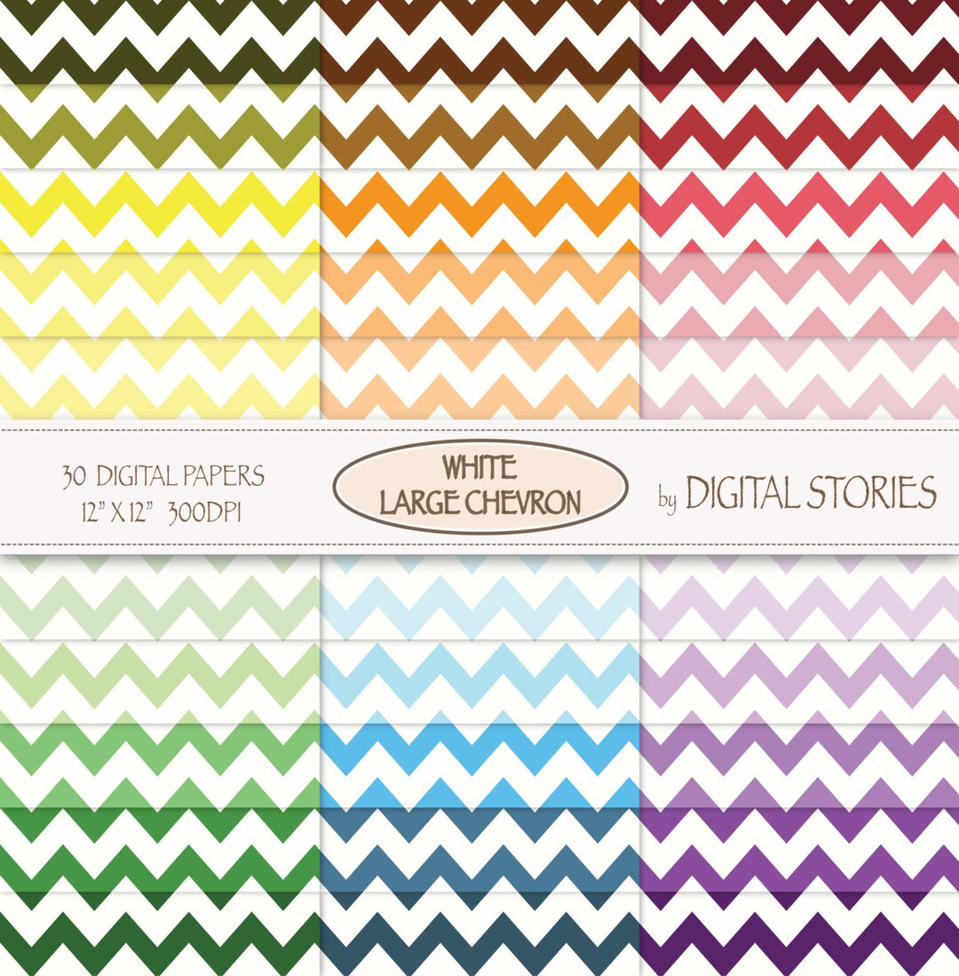 Chevron Large White Rainbow Digital Paper Pack - Etsy
