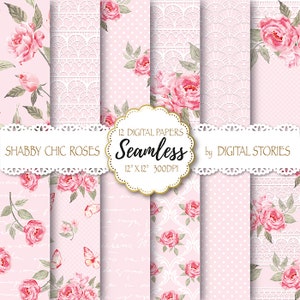 Shabby Chic Digital Paper:shabby LACE Pink Floral Seamless, Tileable ...