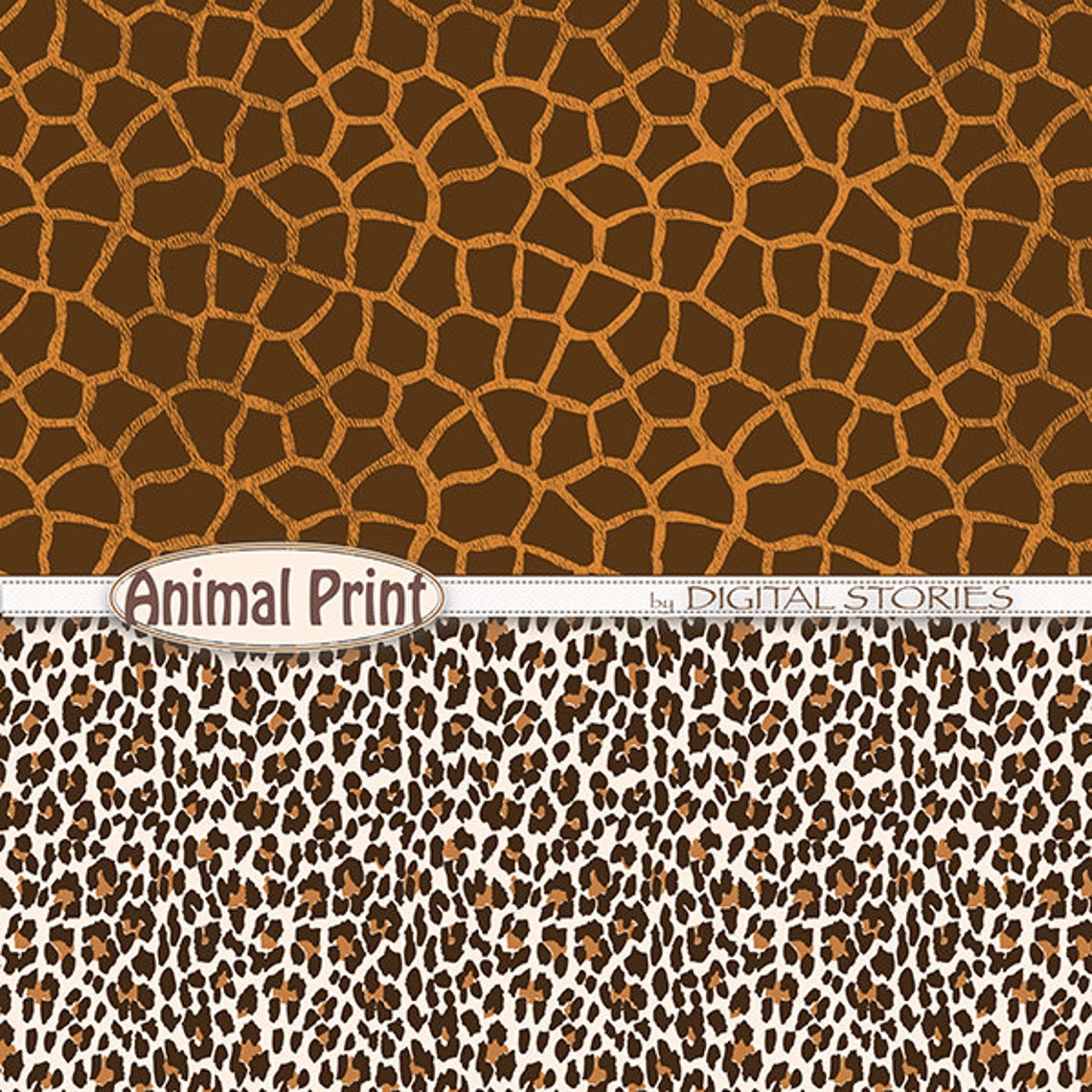 Animal Print Digital Paper: animal Print Giraffe, Zebra, Panther ...